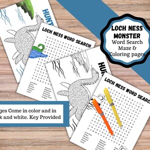 Loch Ness Monster Printable Word Search, Maze, and Coloring Pages ...