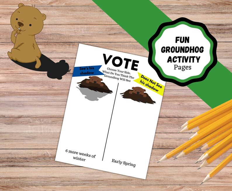 Printable Activity Pages for Groundhog Day, Match the Shadow, Vote on ...