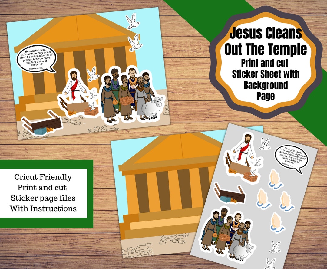 Print and Cut Stickers and Background Page for Jesus Cleans Out the ...