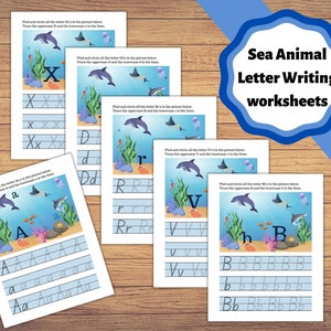Sea Creature/underwater Printable Letter Writing Practice Worksheets ...