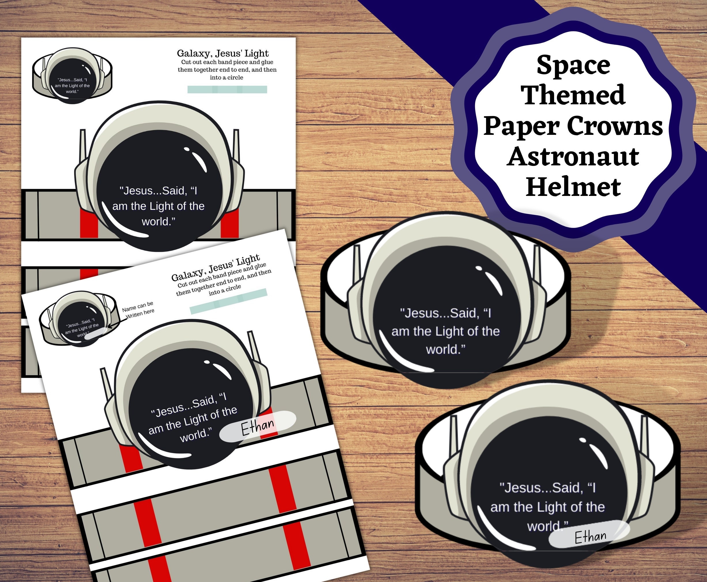 Printable Astronaut and Galaxy or Steller Themed Paper Crowns. VBS or ...