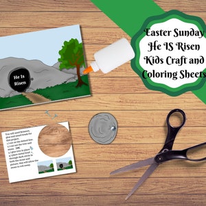 Easter Sunday Printable, He is Risen Kids Craft/activity and Coloring ...