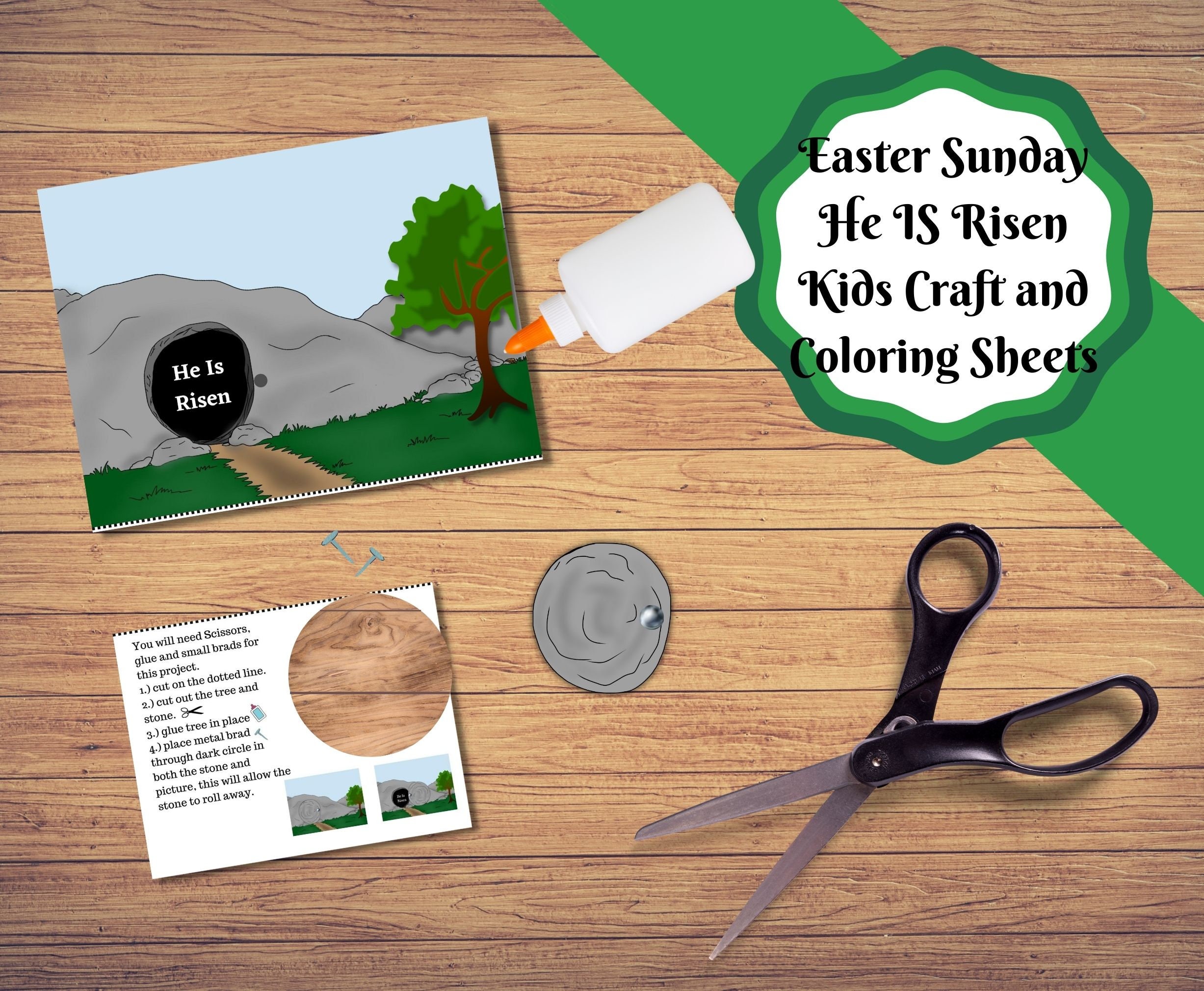 Easter Sunday Printable, He is Risen Kids Craft/activity and Coloring ...