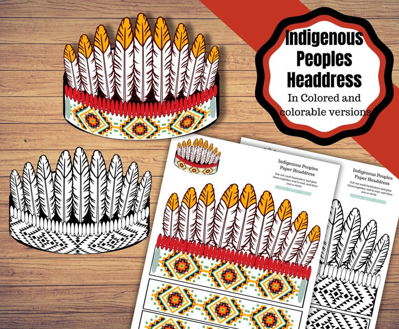 Indigenous People Headdress, Native American Headdress, Printable Paper ...