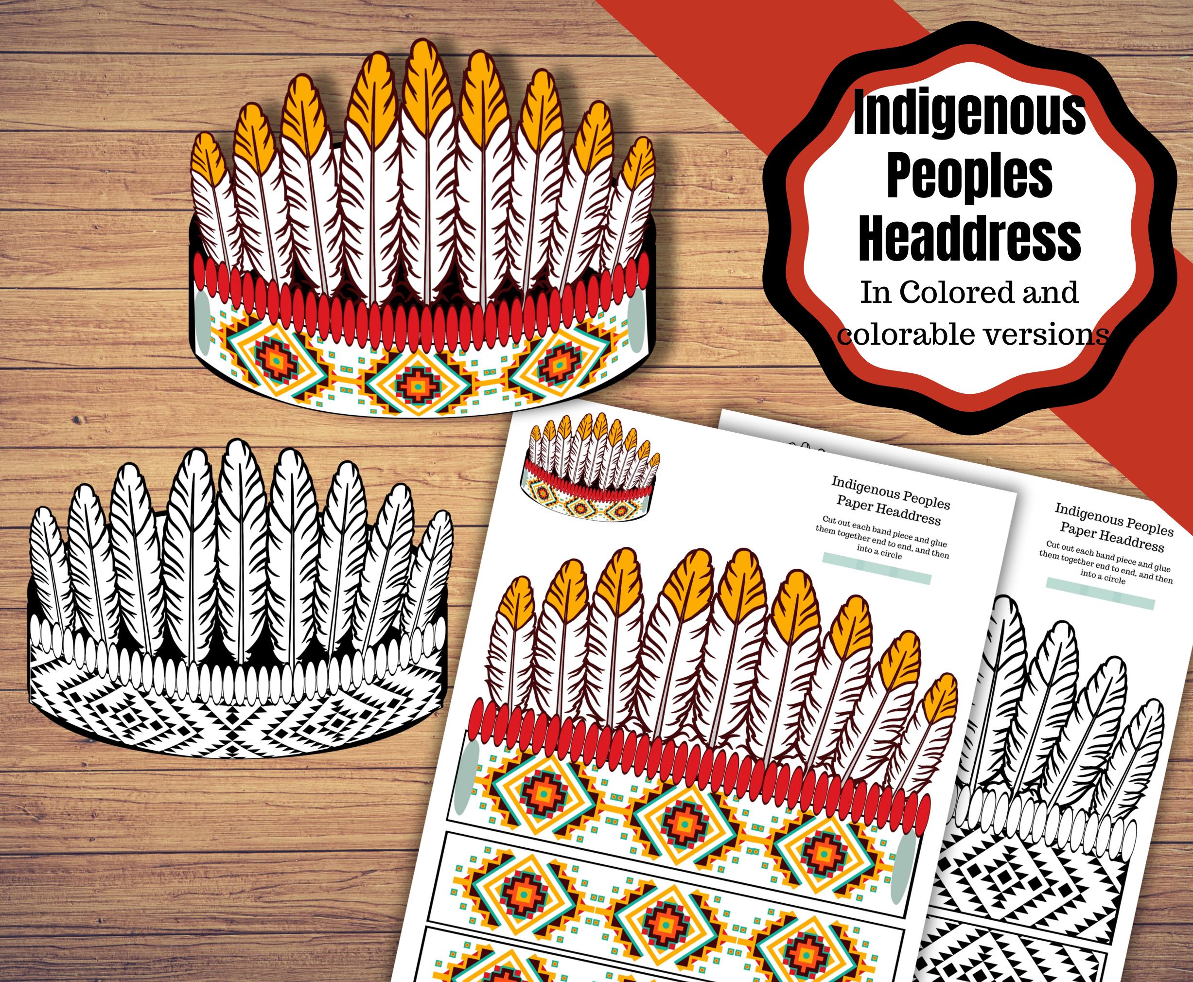 Indigenous People Headdress, Native American Headdress, Printable Paper ...