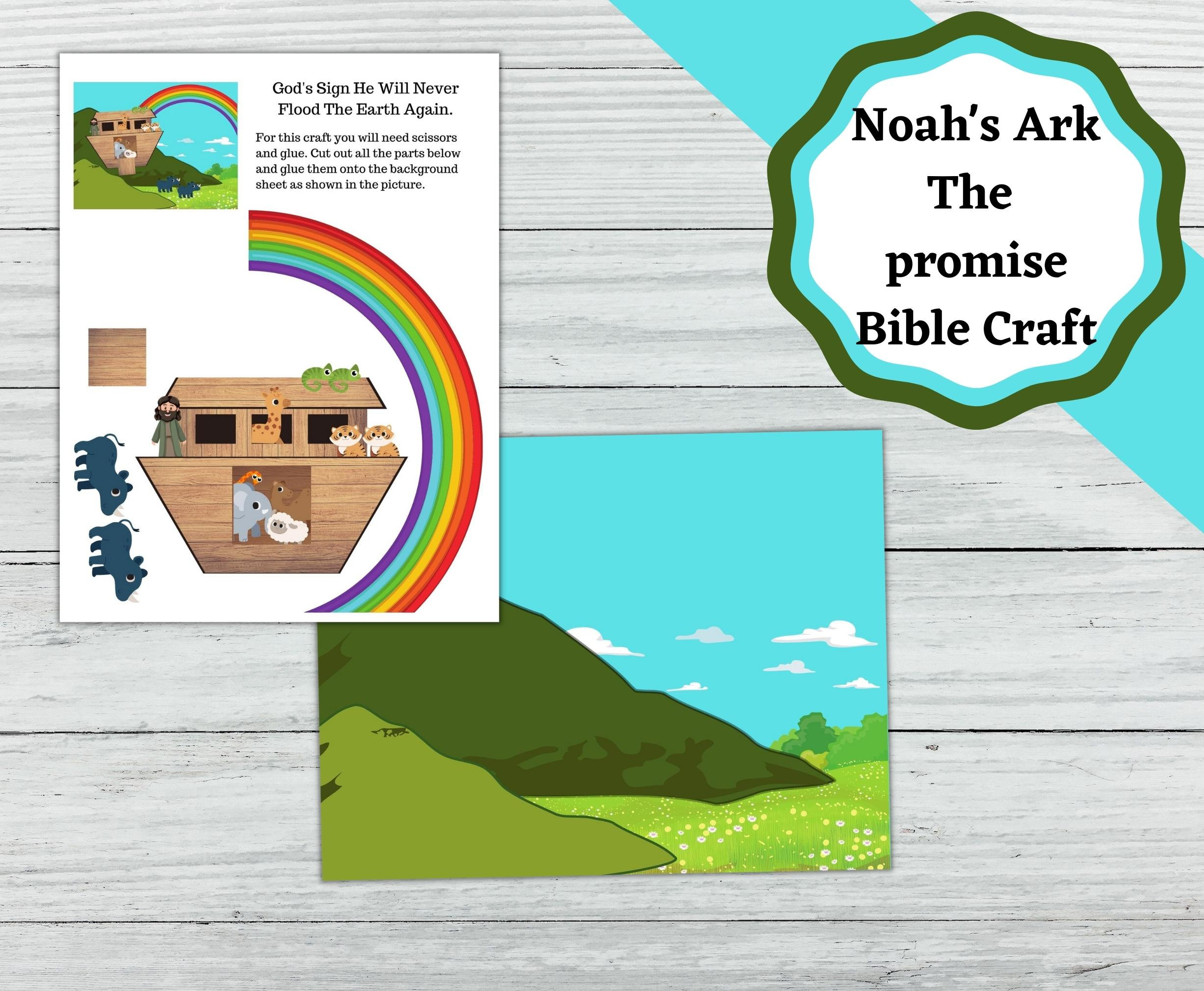 Noah's Ark, End of the Flood God Sends a Rainbow as a Promise. Bible ...