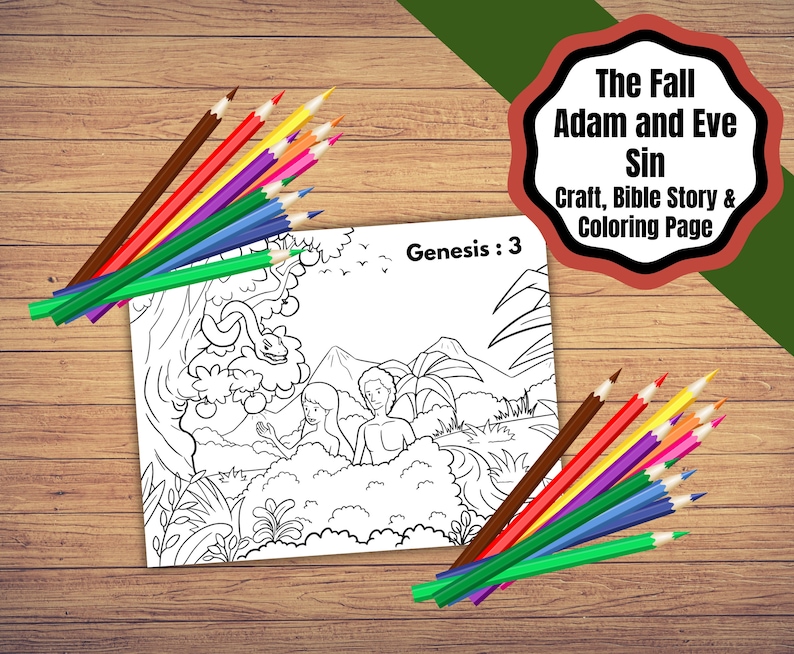 Adam and Eve Fall, the Serpent Deceives Eve, Printable Kids Craft With ...
