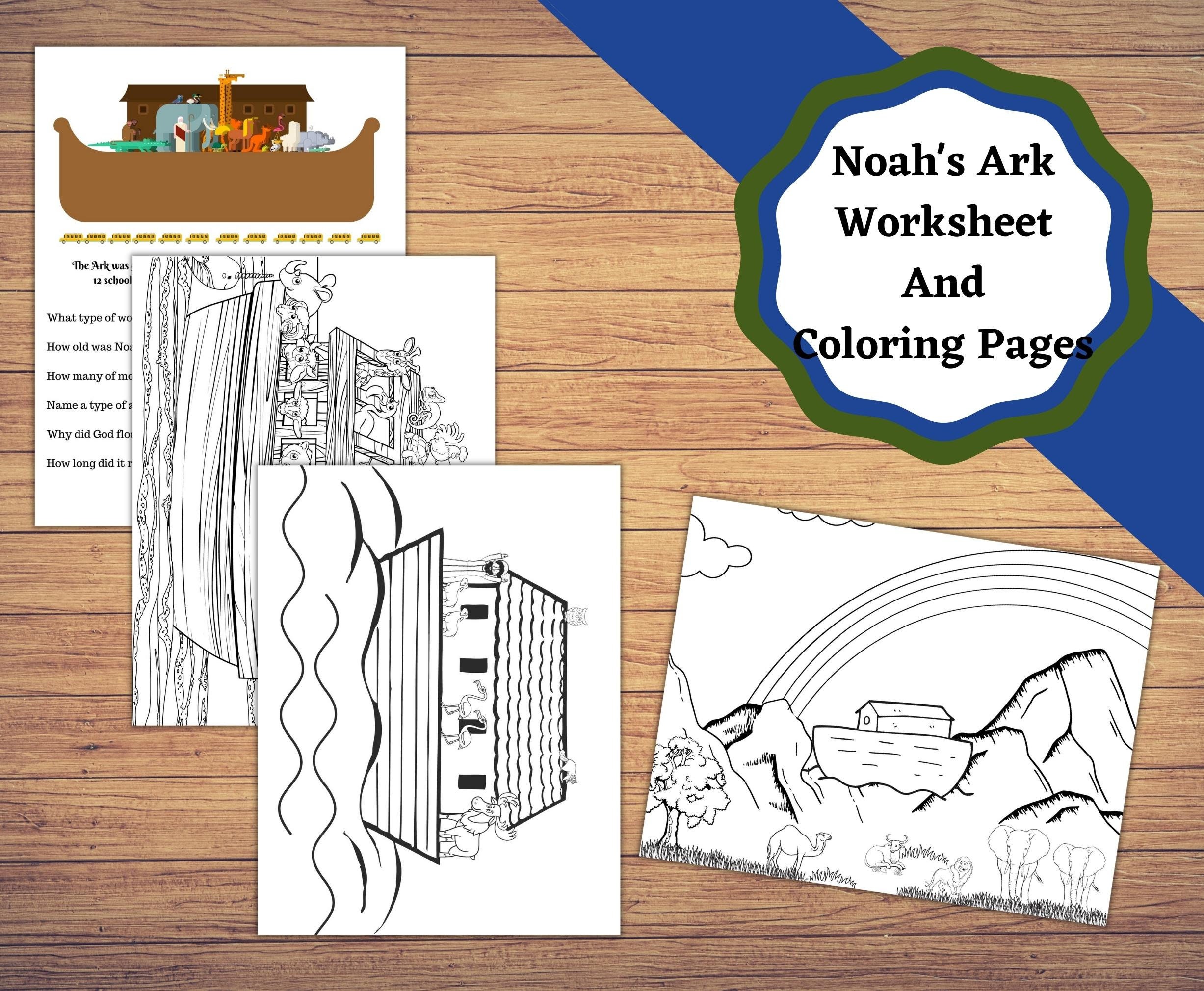 Noah's Ark Bundle, Printable Bible Lesson, Crafts, Coloring Pages ...