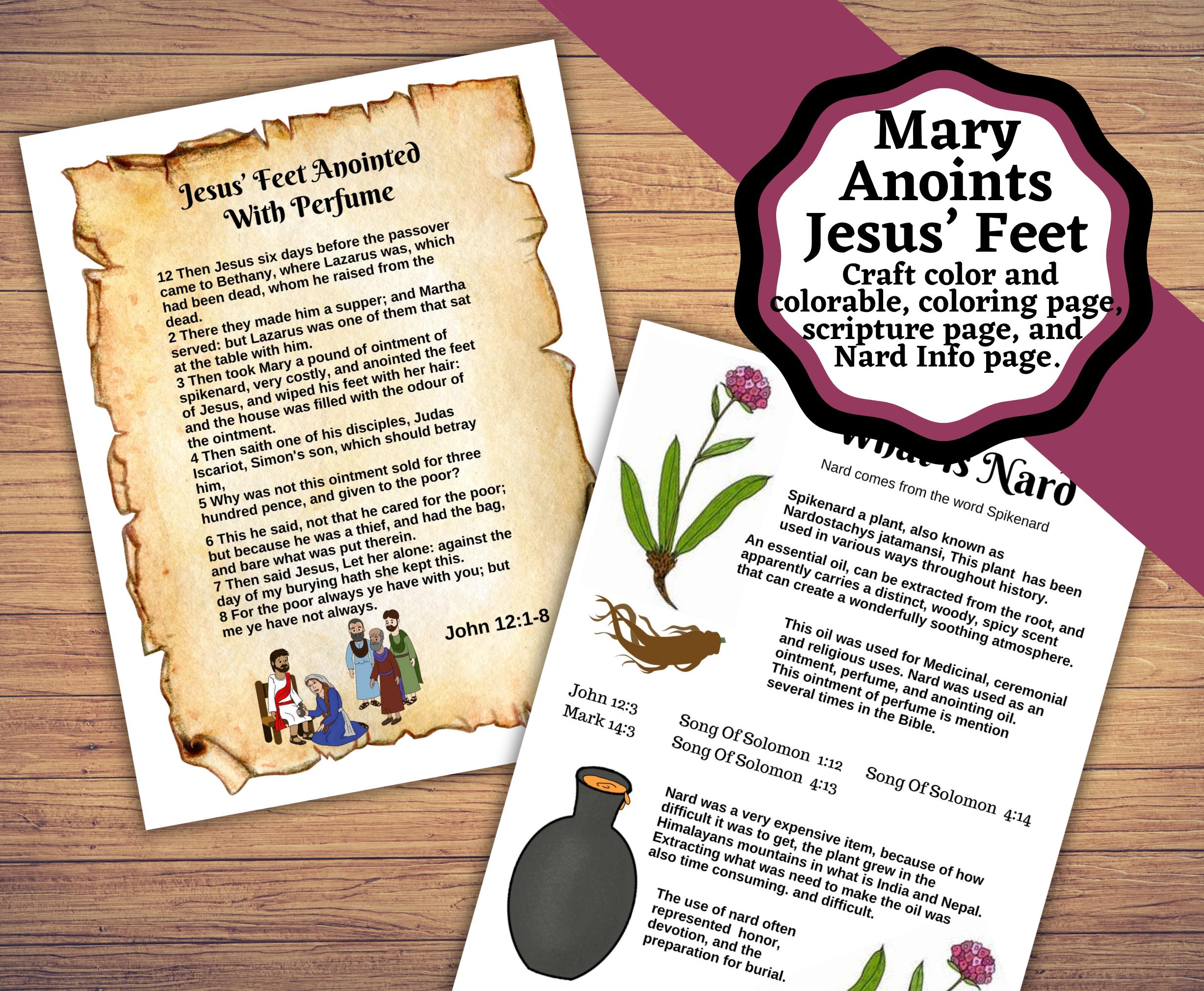 Mary Anoints Jesus Feet With Perfume. Jesus' Feet Anointed With Perfume ...