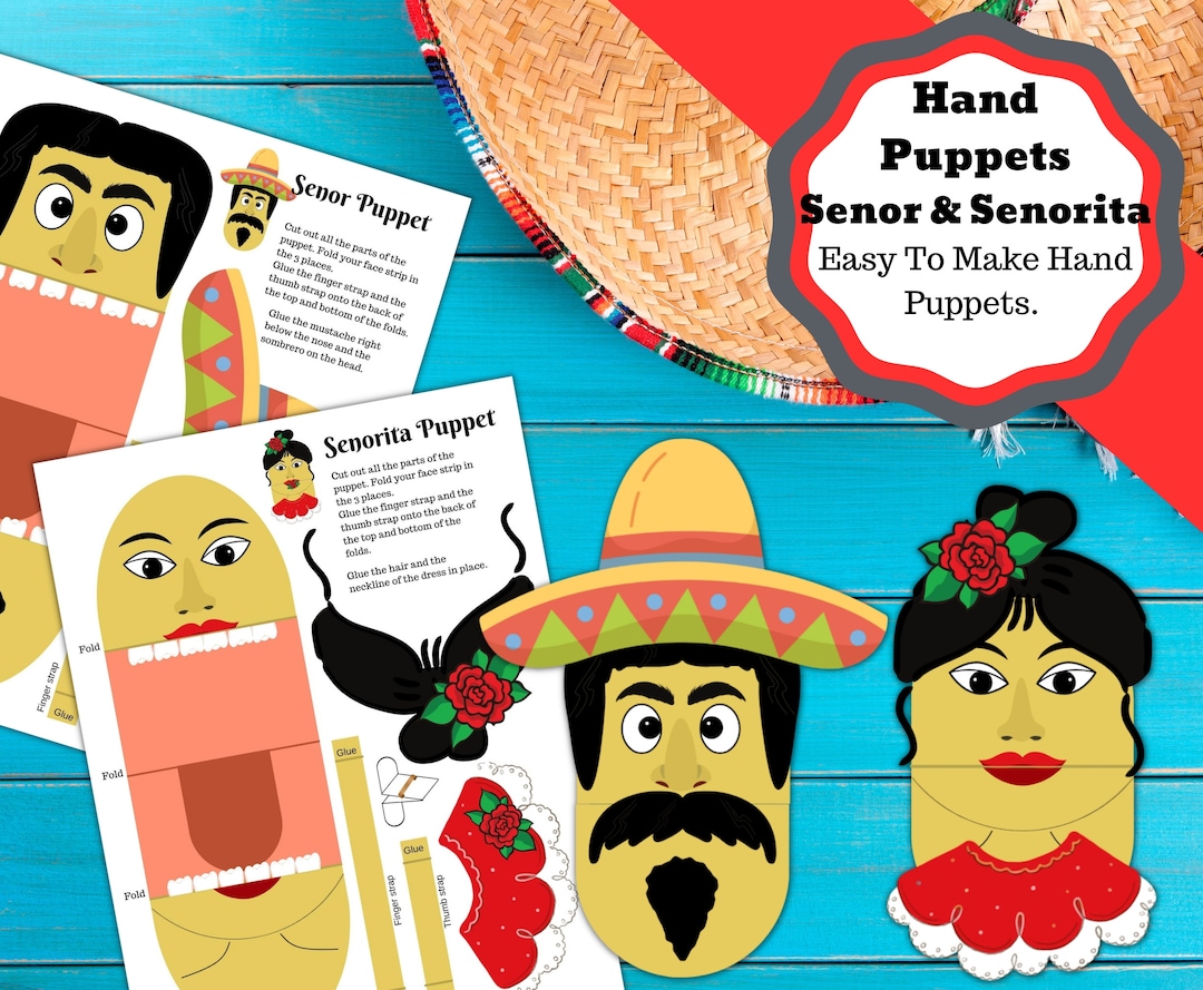 Printable Hand Puppets A Senor and Senorita Puppet. Cinco De Mayo Craft ...