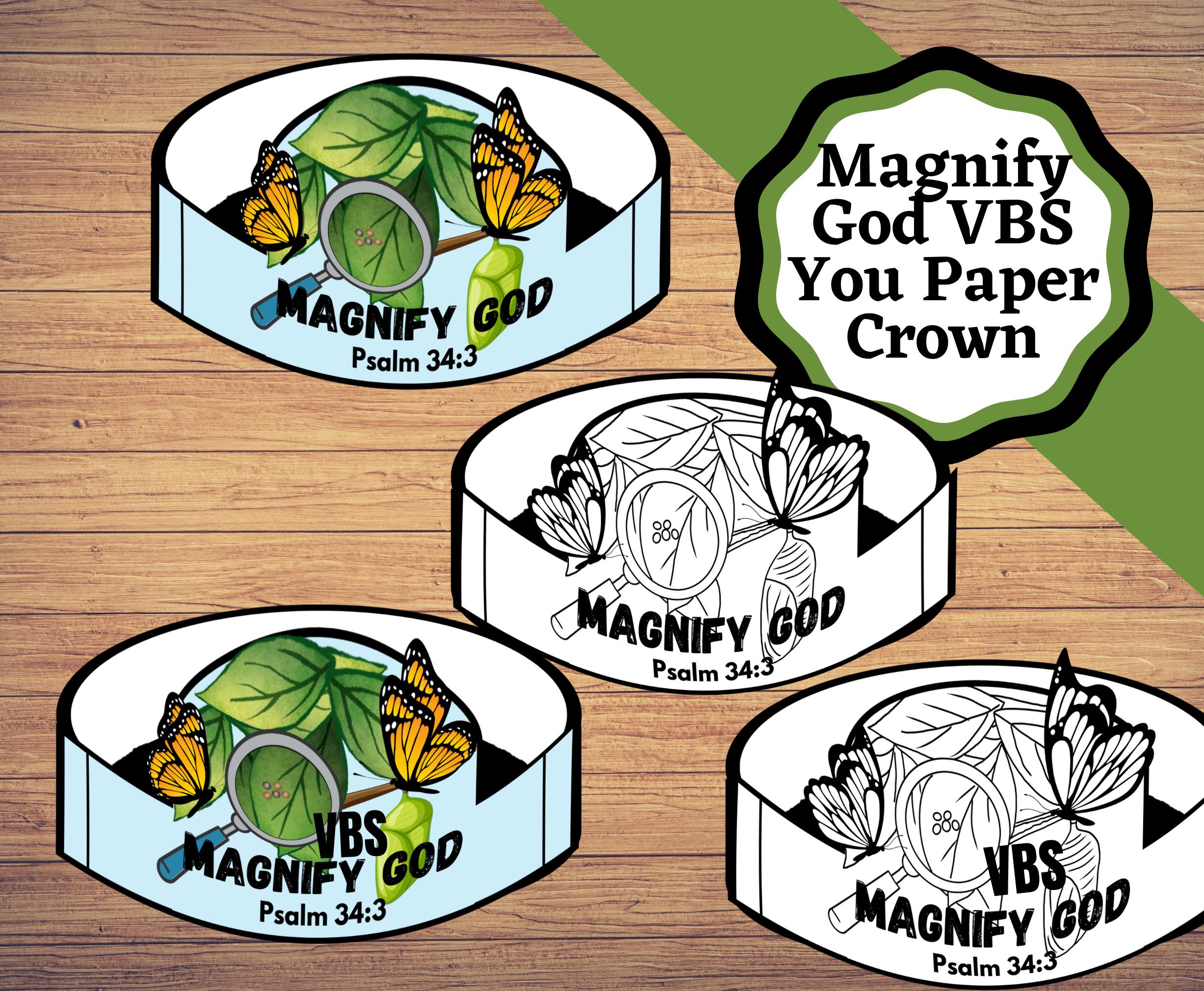 Magnify God, Kids Craft, Colored and Colorable Crown. VBS Kids Paper ...