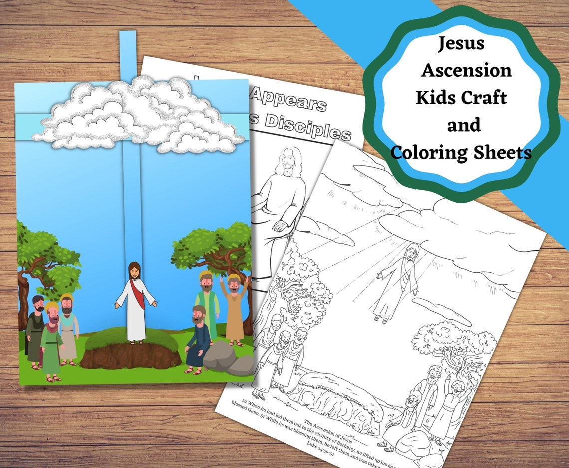Jesus Ascension Printable Kids Craft and Coloring Sheets. - Etsy