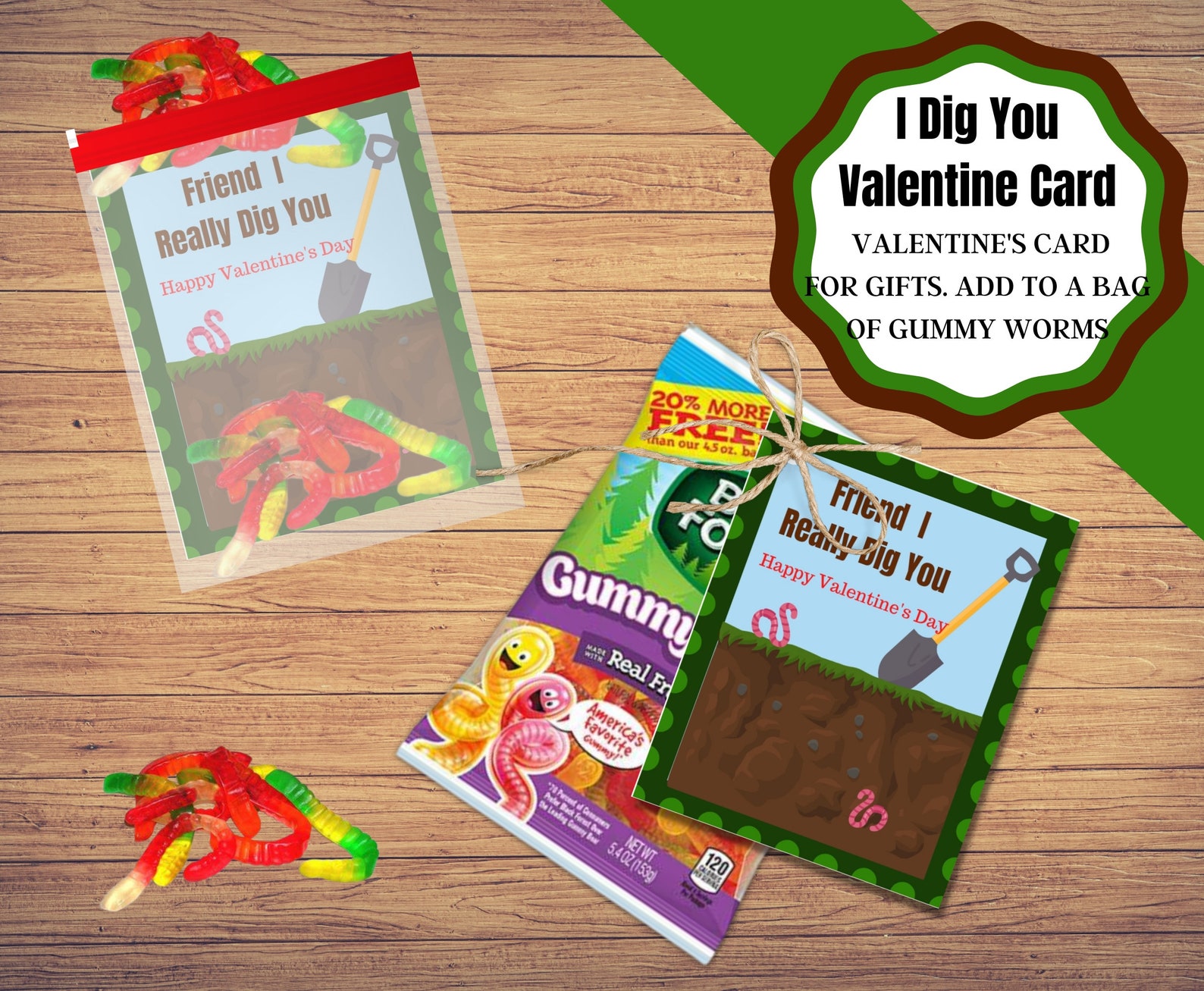 Printable Valentines Candy Cards, I Really Dig You Valentine Cards ...