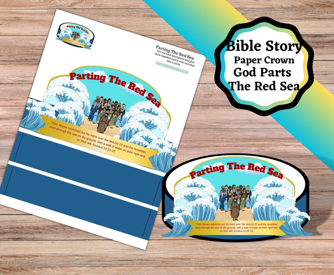 Printable God Parts the Red Sea Paper Crown. Bible Story Moses and the ...