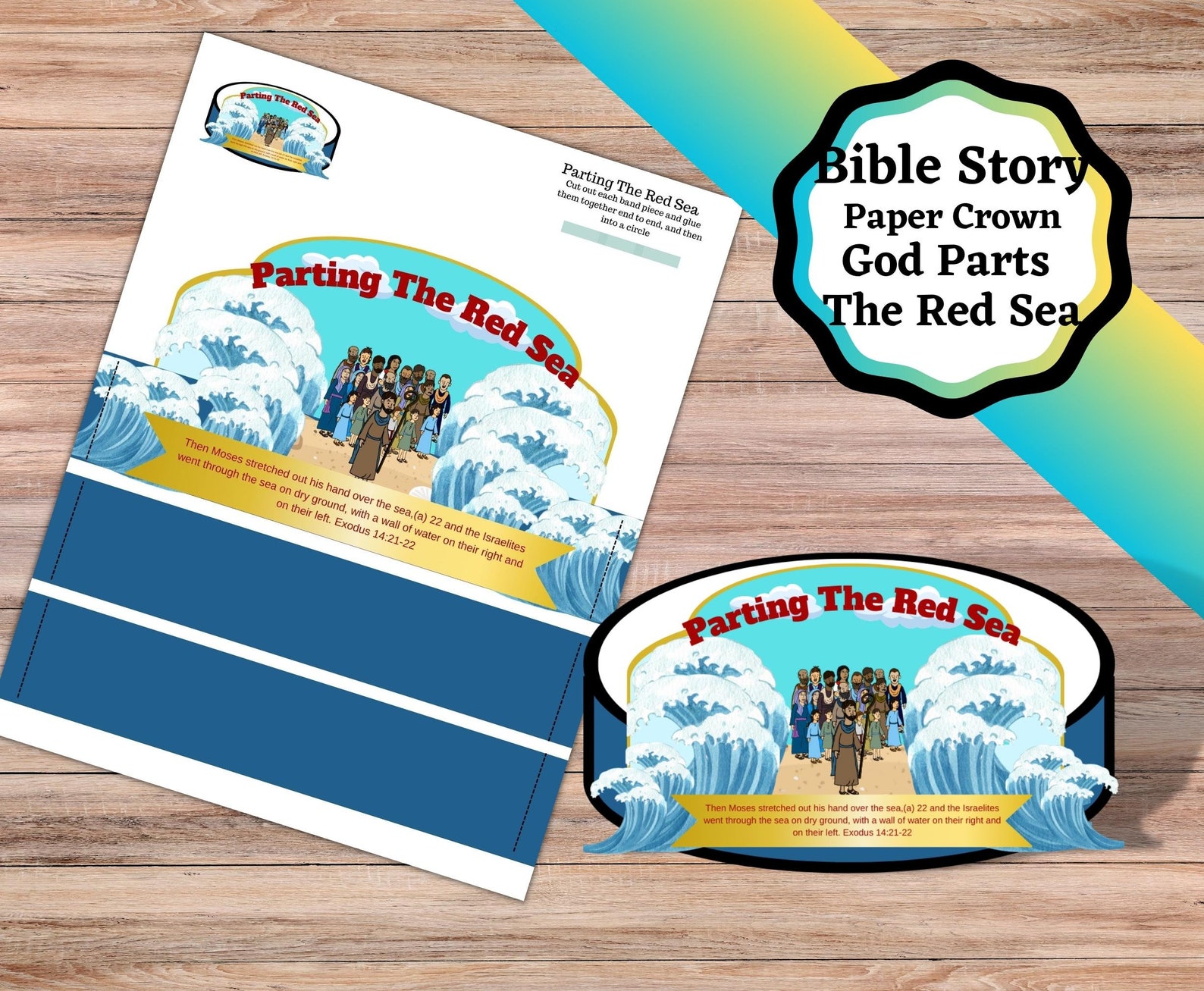 Printable God Parts the Red Sea Paper Crown. Bible Story Moses and the ...