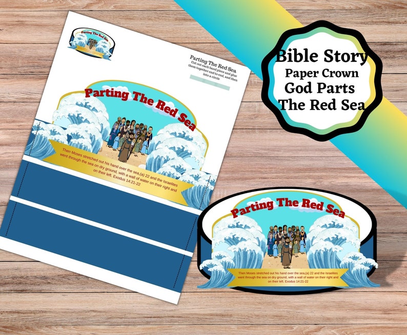 Printable God Parts the Red Sea Paper Crown. Bible Story Moses and the ...