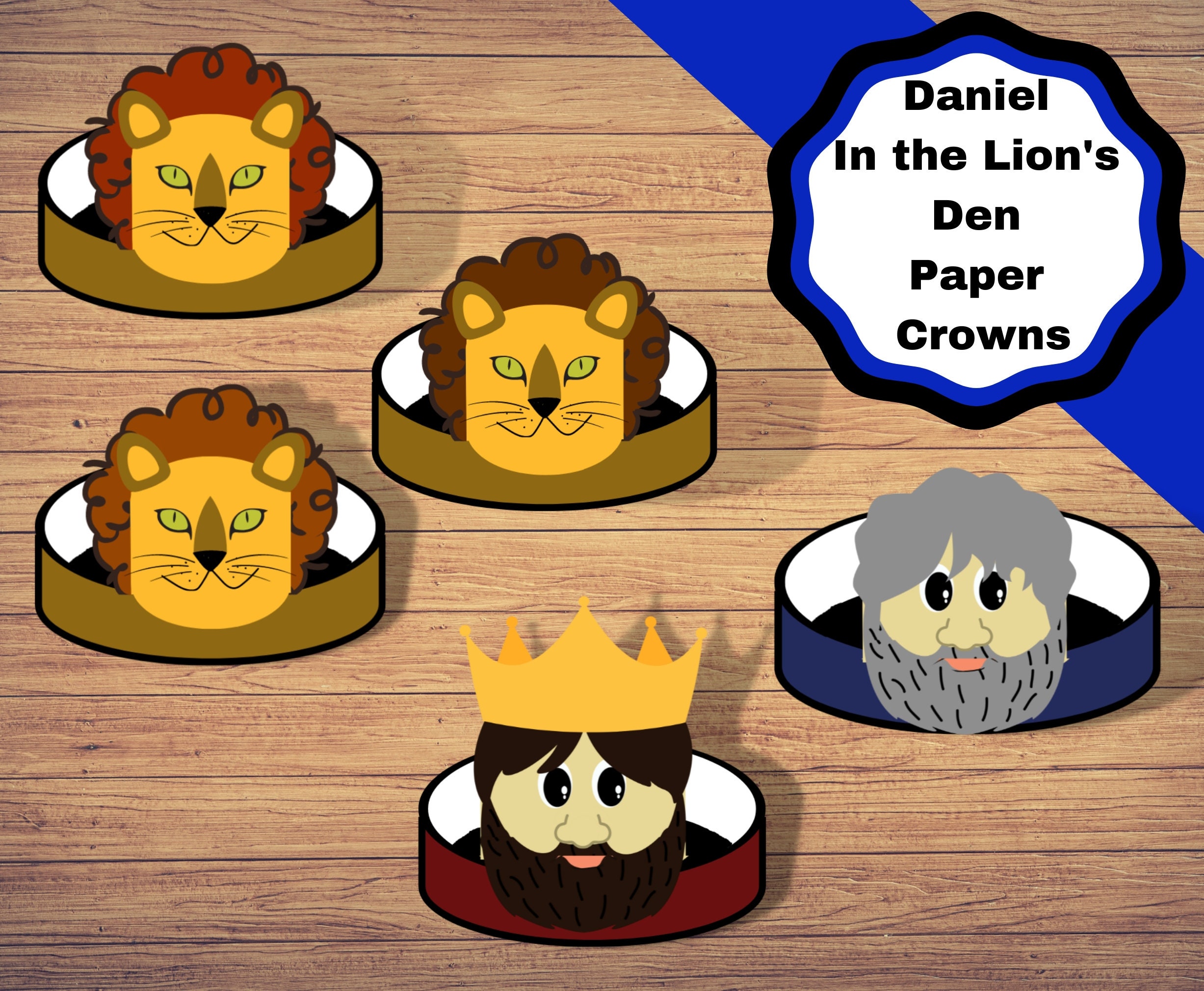 Printable Daniel in the Lion's Den Paper Crowns. Daniel, Darius, and Lions. Printable Bible ...