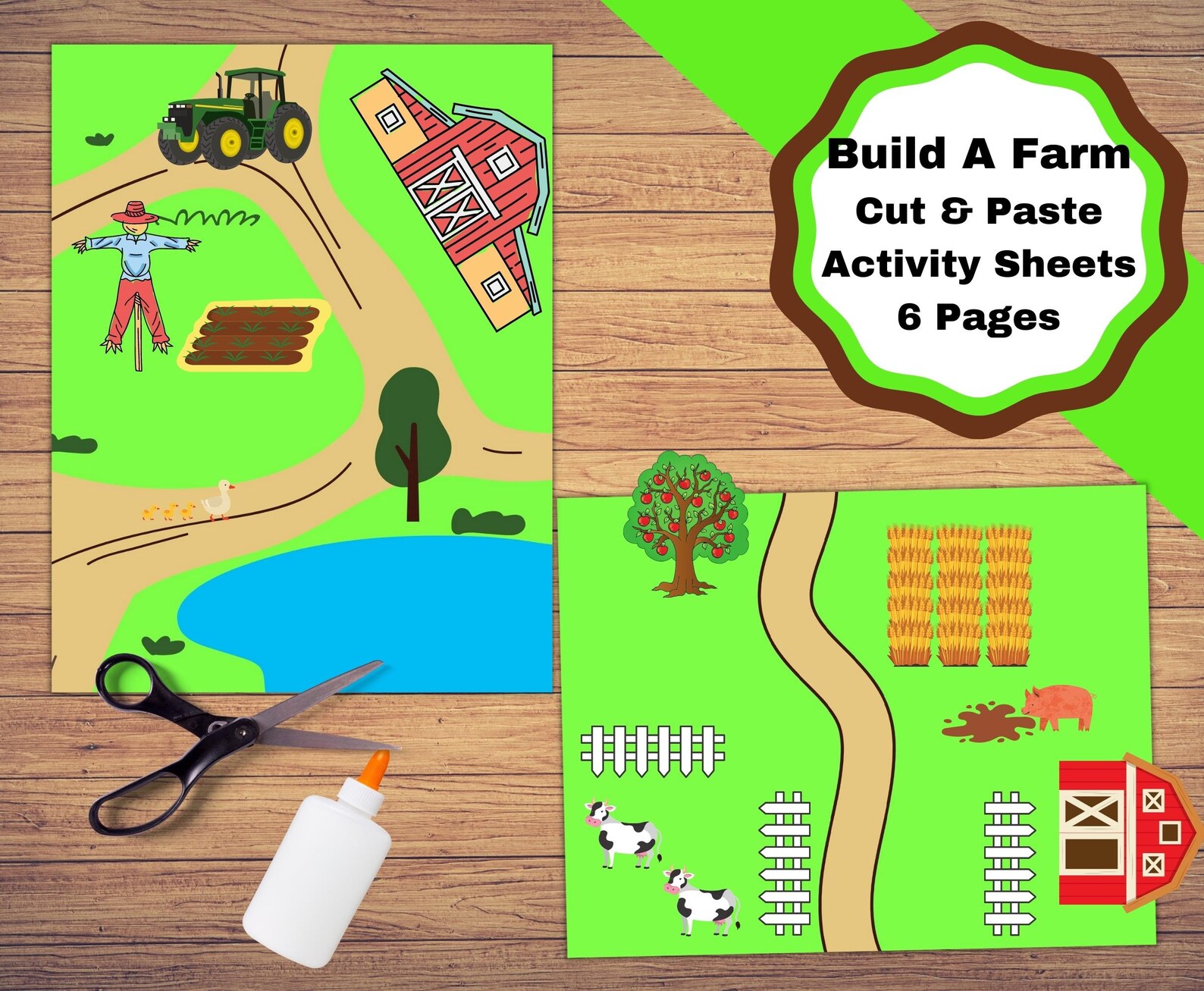 Build A Farm Printable Cut And Paste Pages To Create A Farm Etsy 