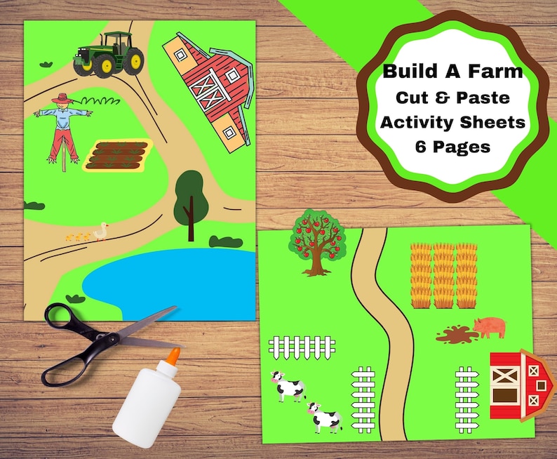 Build a Farm, Printable Cut and Paste Pages to Create a Farm. - Etsy