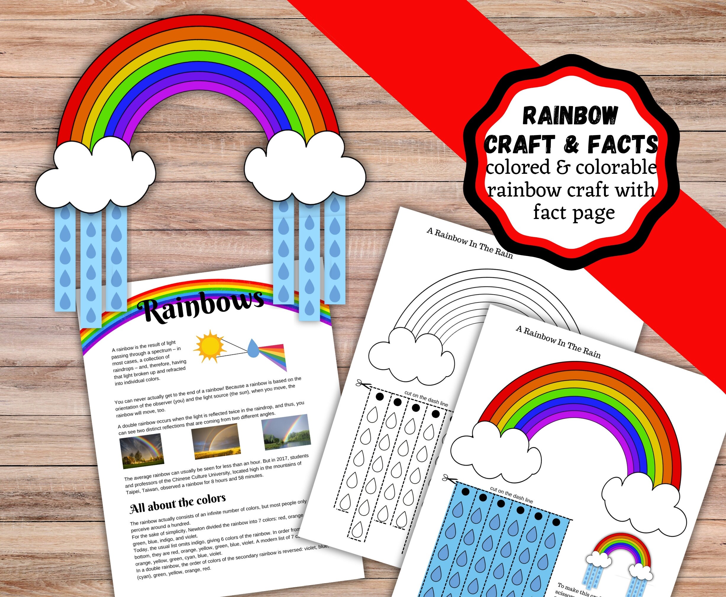 Build a Rainbow Craft in Colored and Colorable Version With Rainbow ...