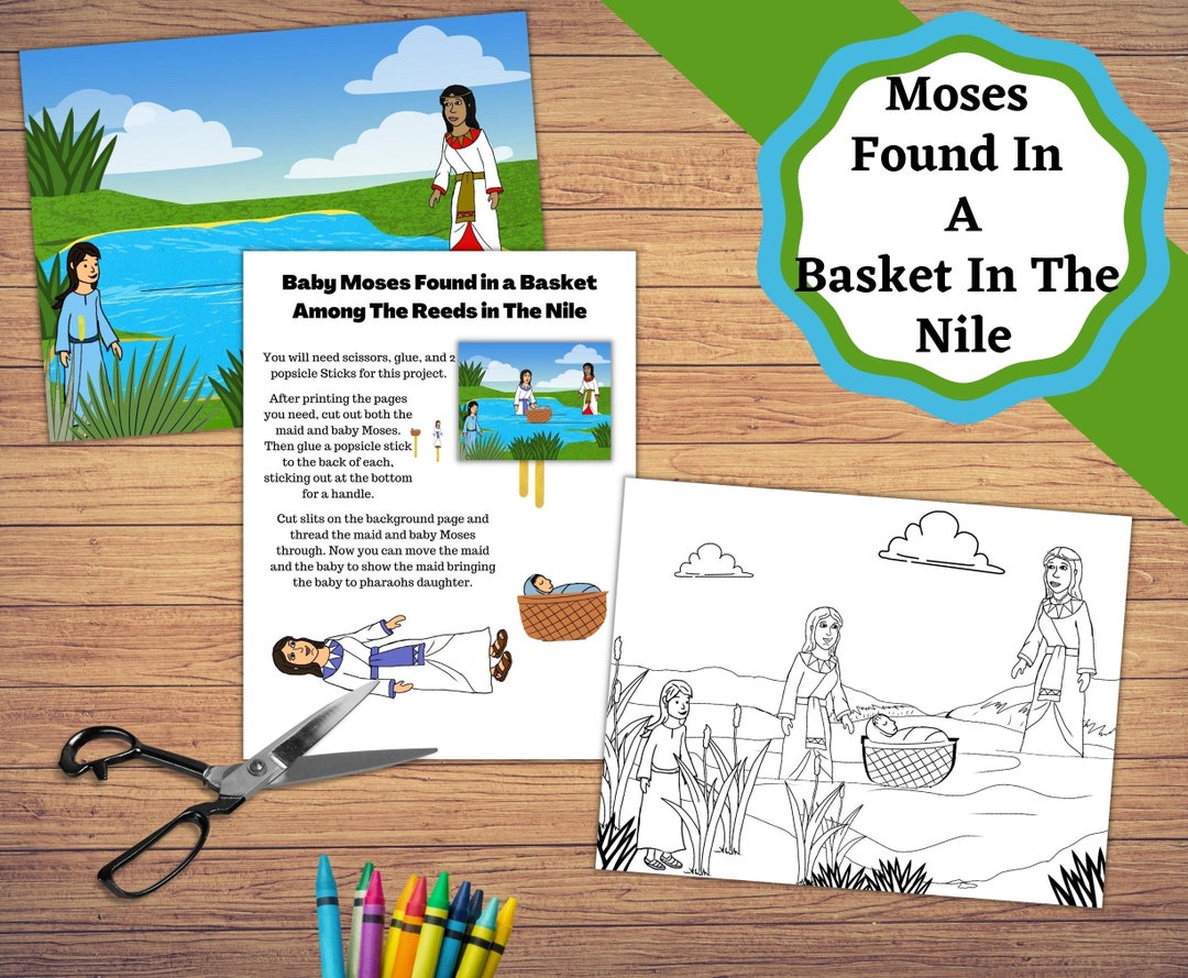 Moses Found in the Nile in A Basket, Printable Craft, Story Page, and ...