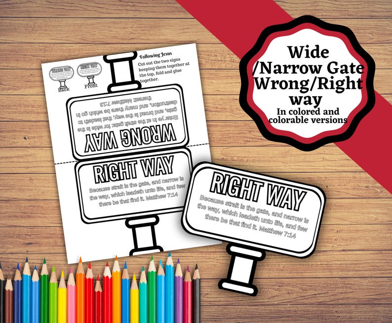 Printable Craft About the Wide or Narrow Gate. Wrong Way, Right Way ...
