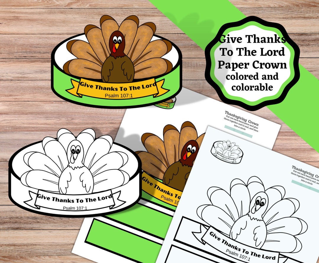 Give Thanks to the Lord Printable Thanksgiving Crown. Kids Christian ...