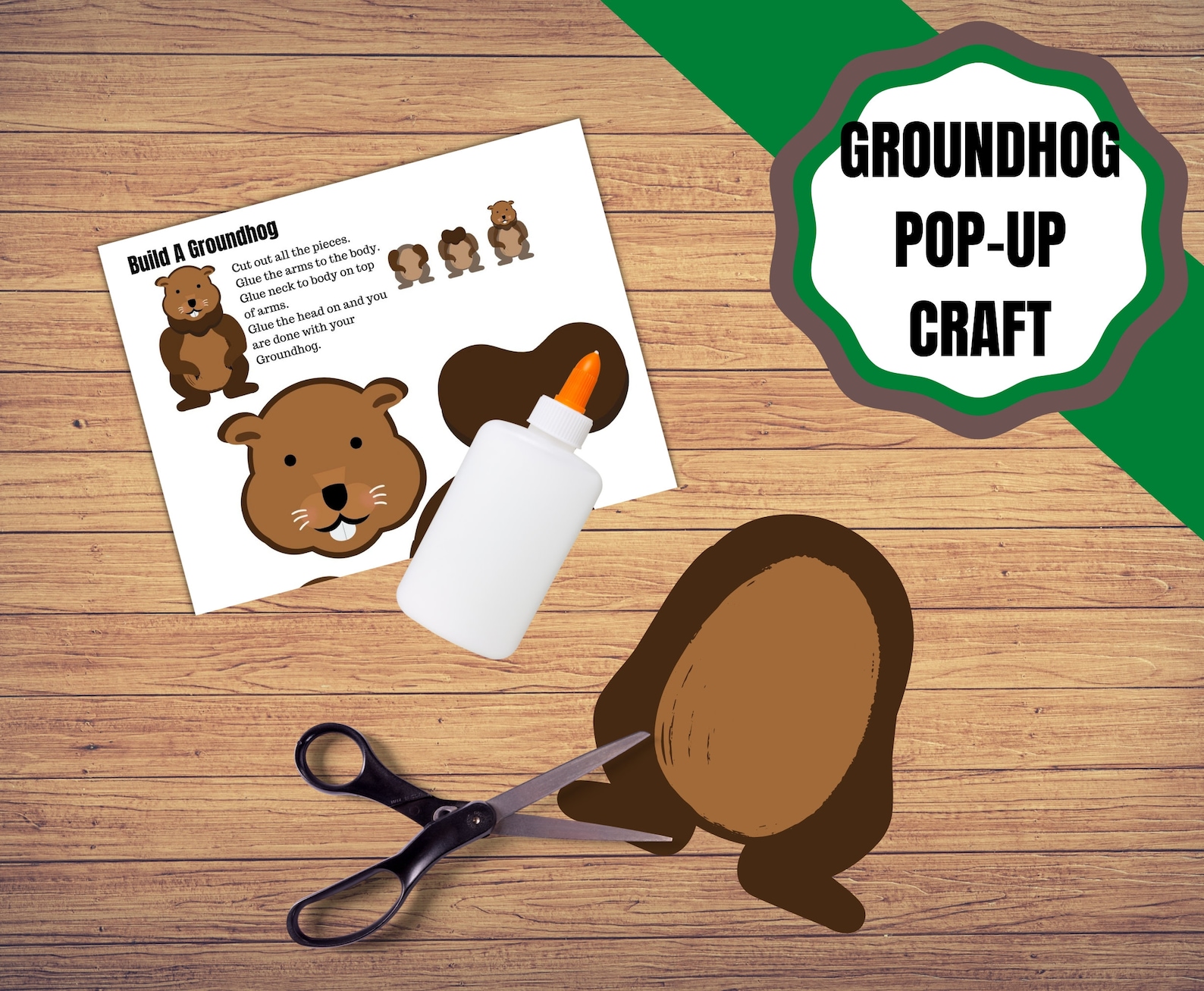 Printable Build a Groundhog Craft, Groundhogs Day Kids Craft, Kids ...