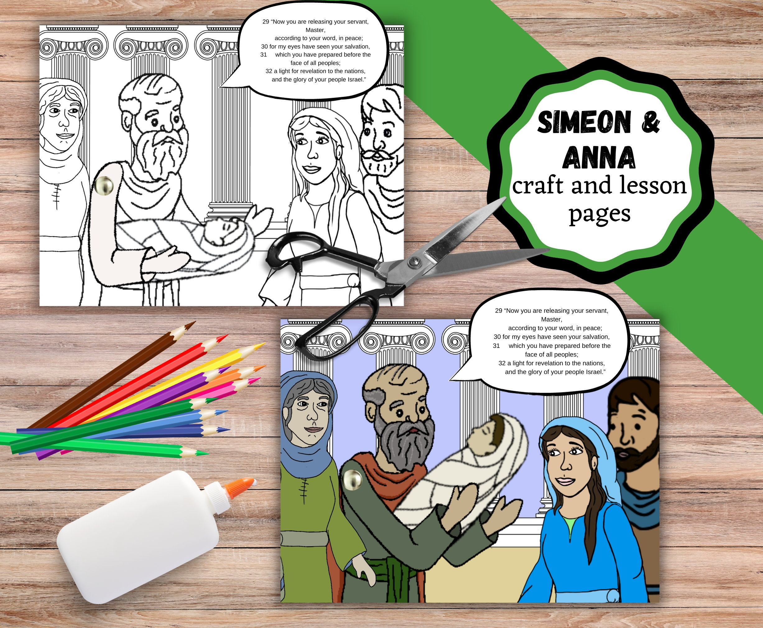 Printable Craft and Lesson for Jesus Presented at the Temple, Simeon ...