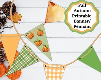 Fall / Autumn / Primitive Harvest Banner Pennants / Flags / - Etsy