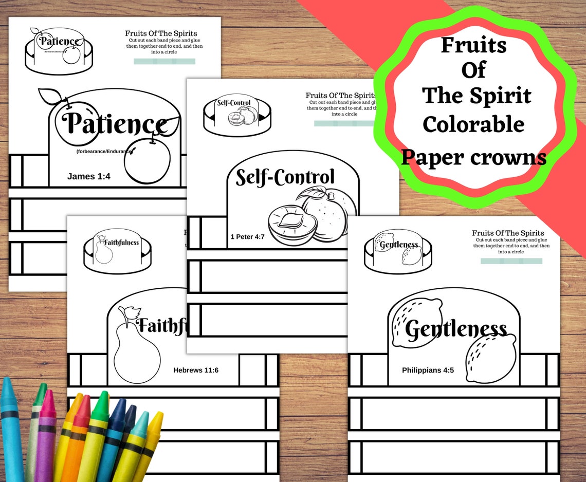 Printable Fruits of the Spirit Colorable Paper Crowns. Fruits of the ...