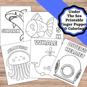 Printable Ocean Themed Finger Puppets and Ocean Themed Coloring Pages ...