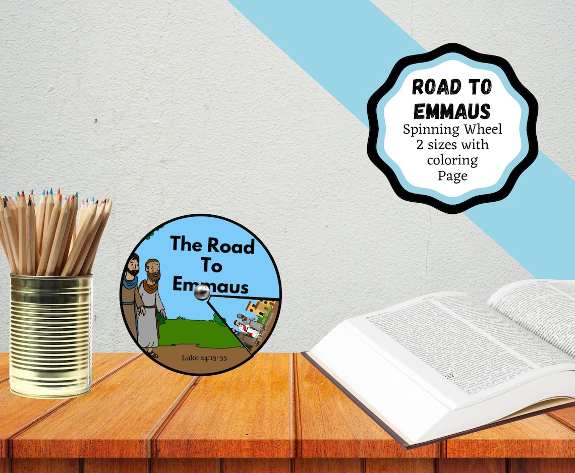 Road to Emmaus Printable Kids Bible Craft. Bible Spinning Wheel Craft ...