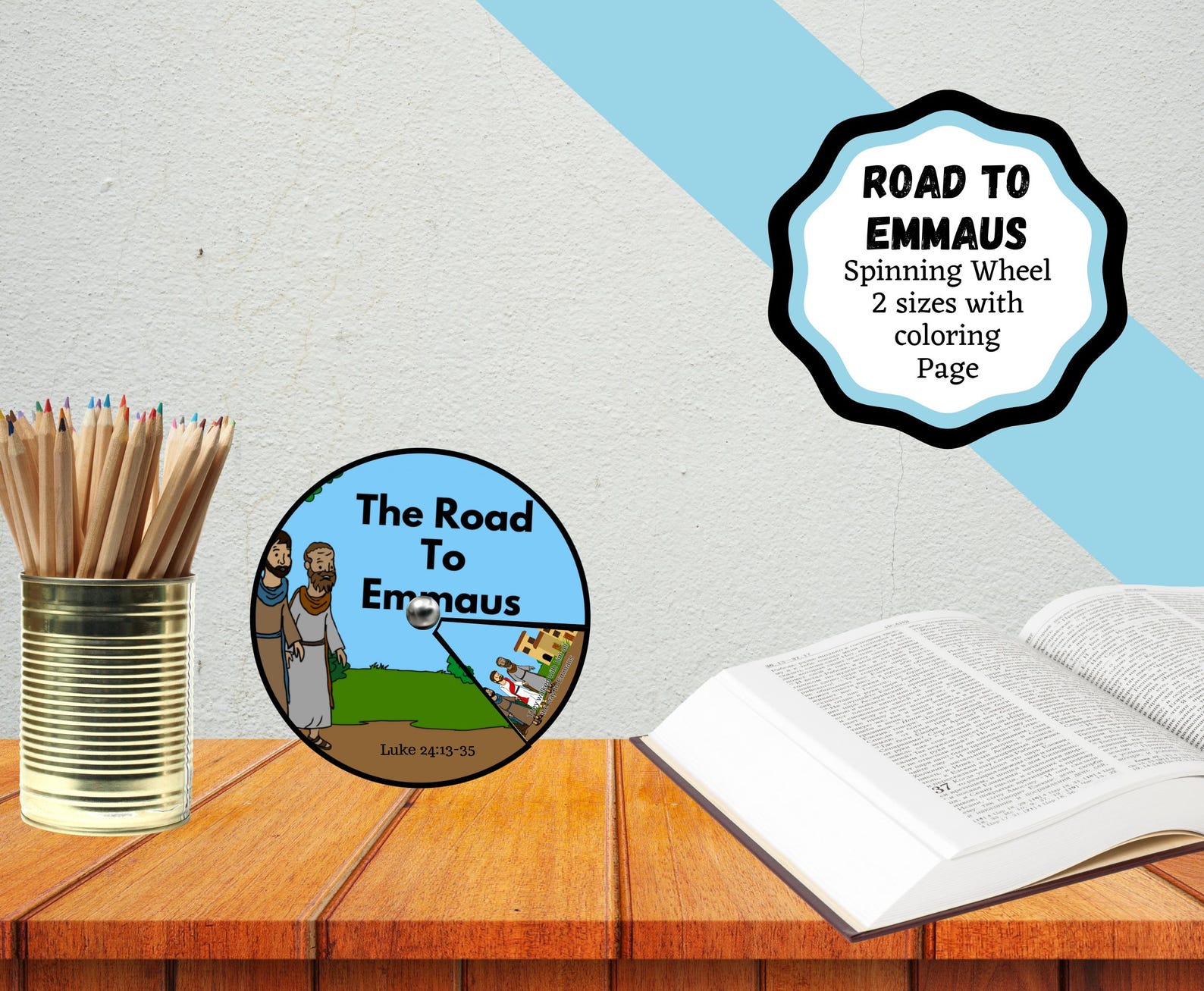 Road to Emmaus Printable Kids Bible Craft. Bible Spinning Wheel Craft ...