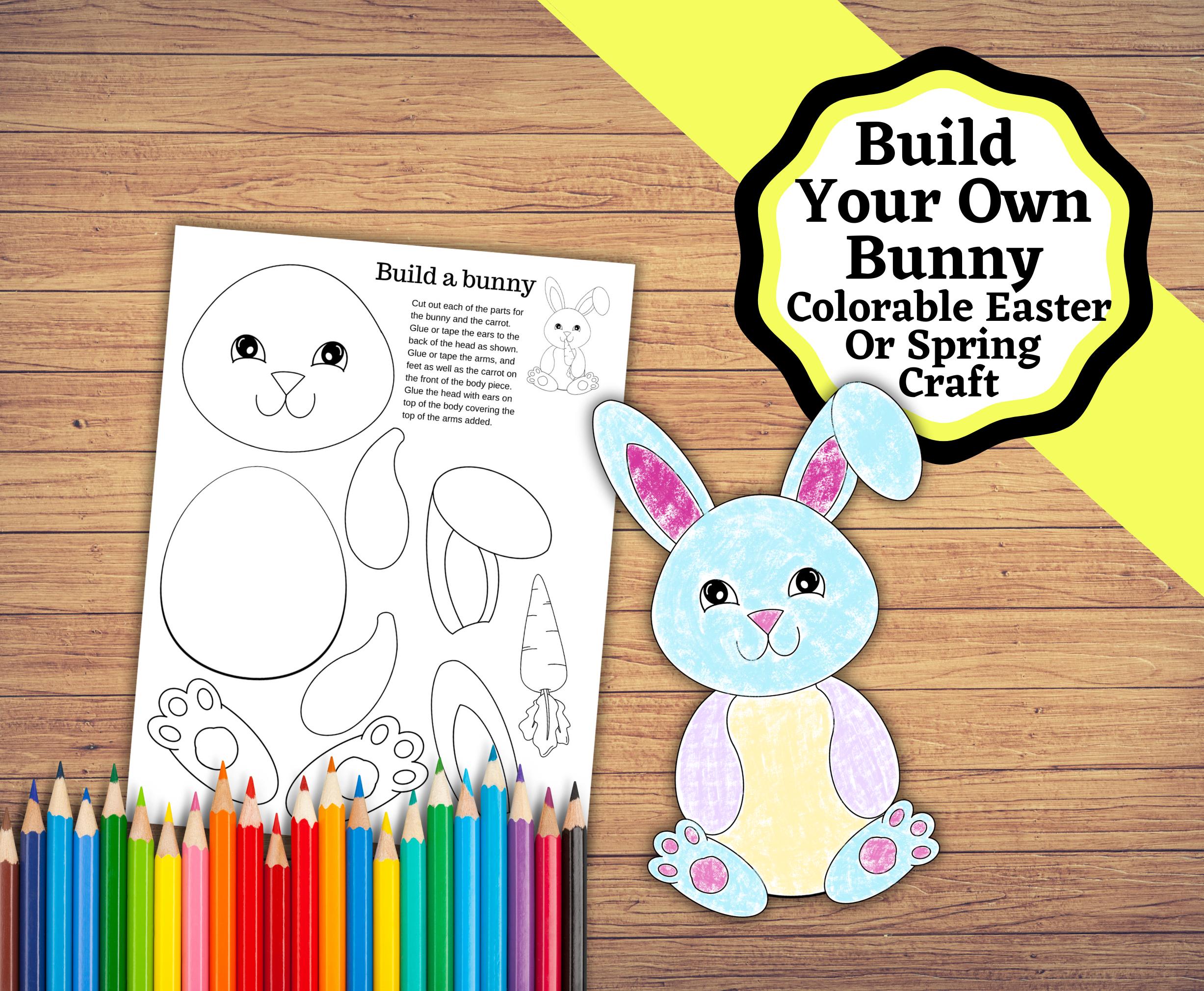 Build A Bunny Printable Kids Craft. Kids Printable Colorable and ...
