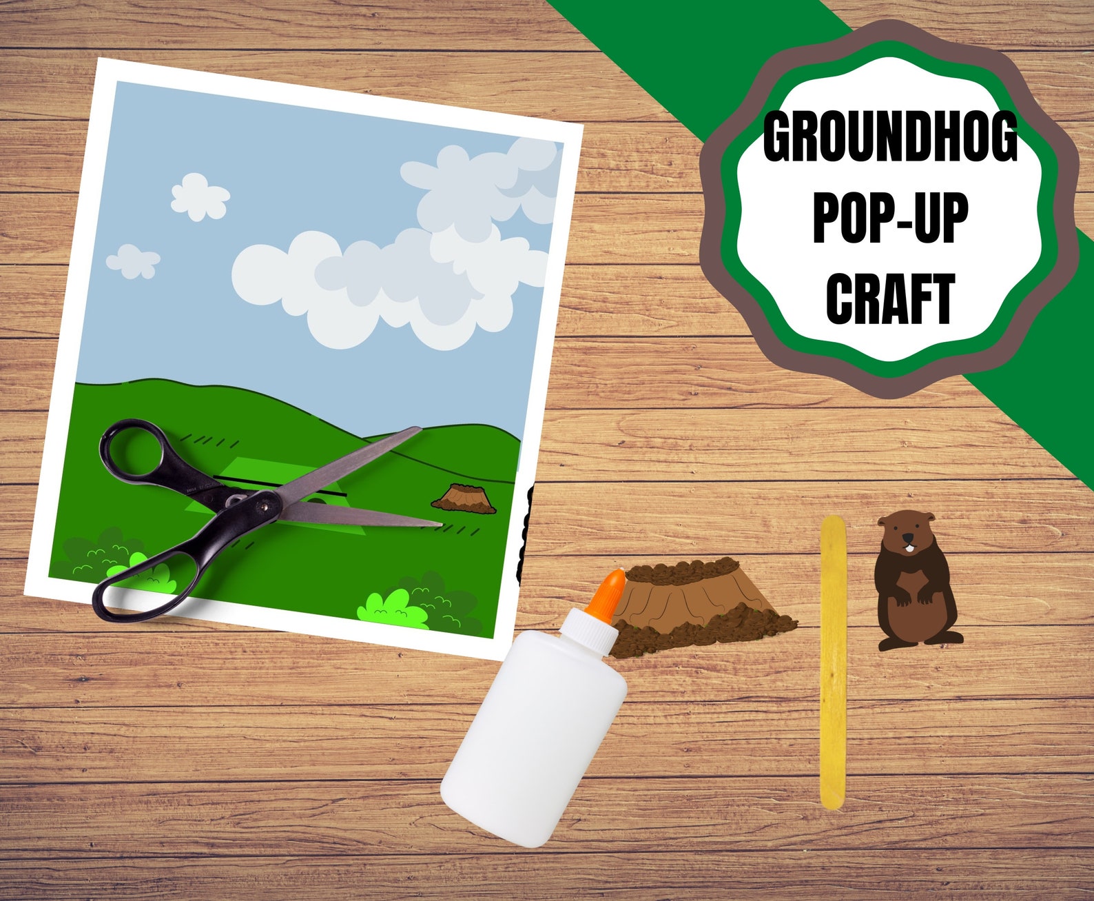 Printable Groundhog Pop-up Craft, Groundhogs Day Kids Craft, Kids ...