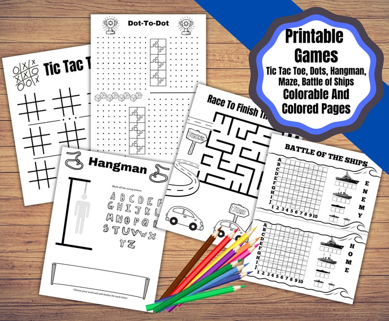 Printable Games for Fun. Battle Ship, Tic Tac Toe, Dots, Maze, and ...