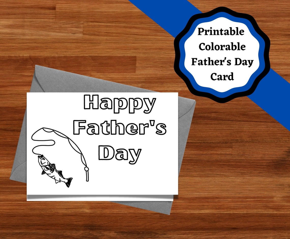 Printable Father's Day Card With Fishing Theme to Be Colored, Great ...