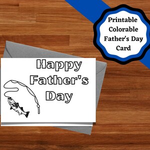 Printable Father's Day Card With Fishing Theme to Be Colored, Great ...