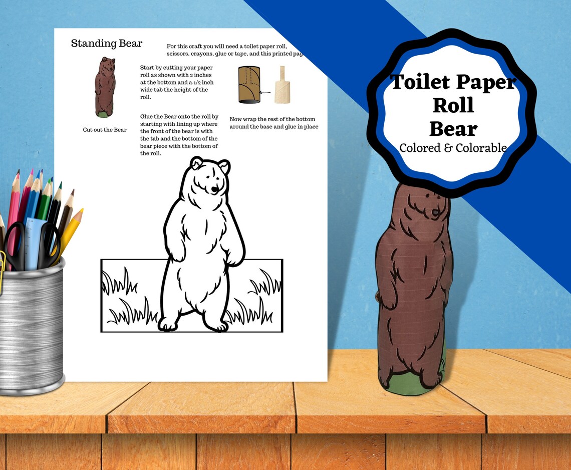 Printable Toilet Paper Roll Bear Craft. Toilet Paper/card Board Roll ...