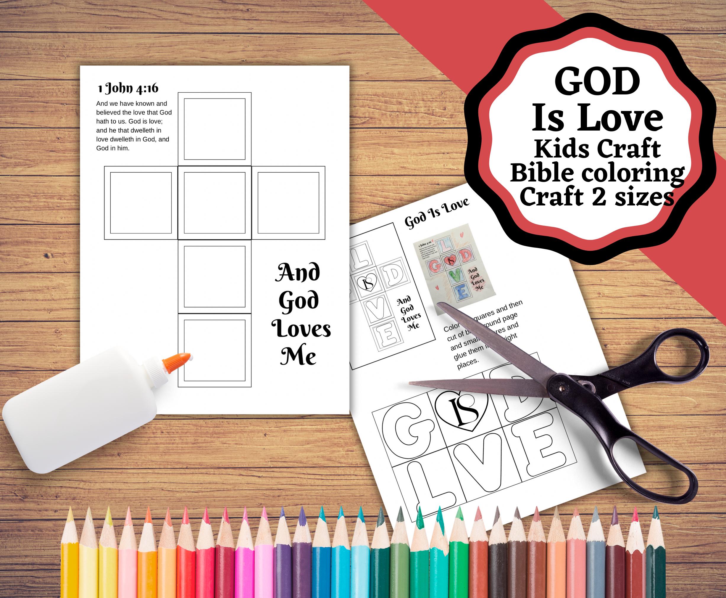 God is Love Kids Coloring Bible Craft. God is Love Cross and Verse ...