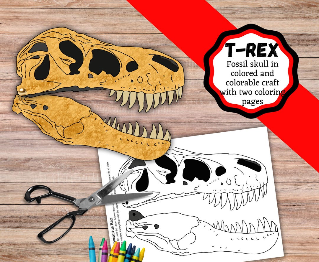 Printable Tyrannosaurus Rex Skull With Moving Jaw. T-rex Coloring Pages ...
