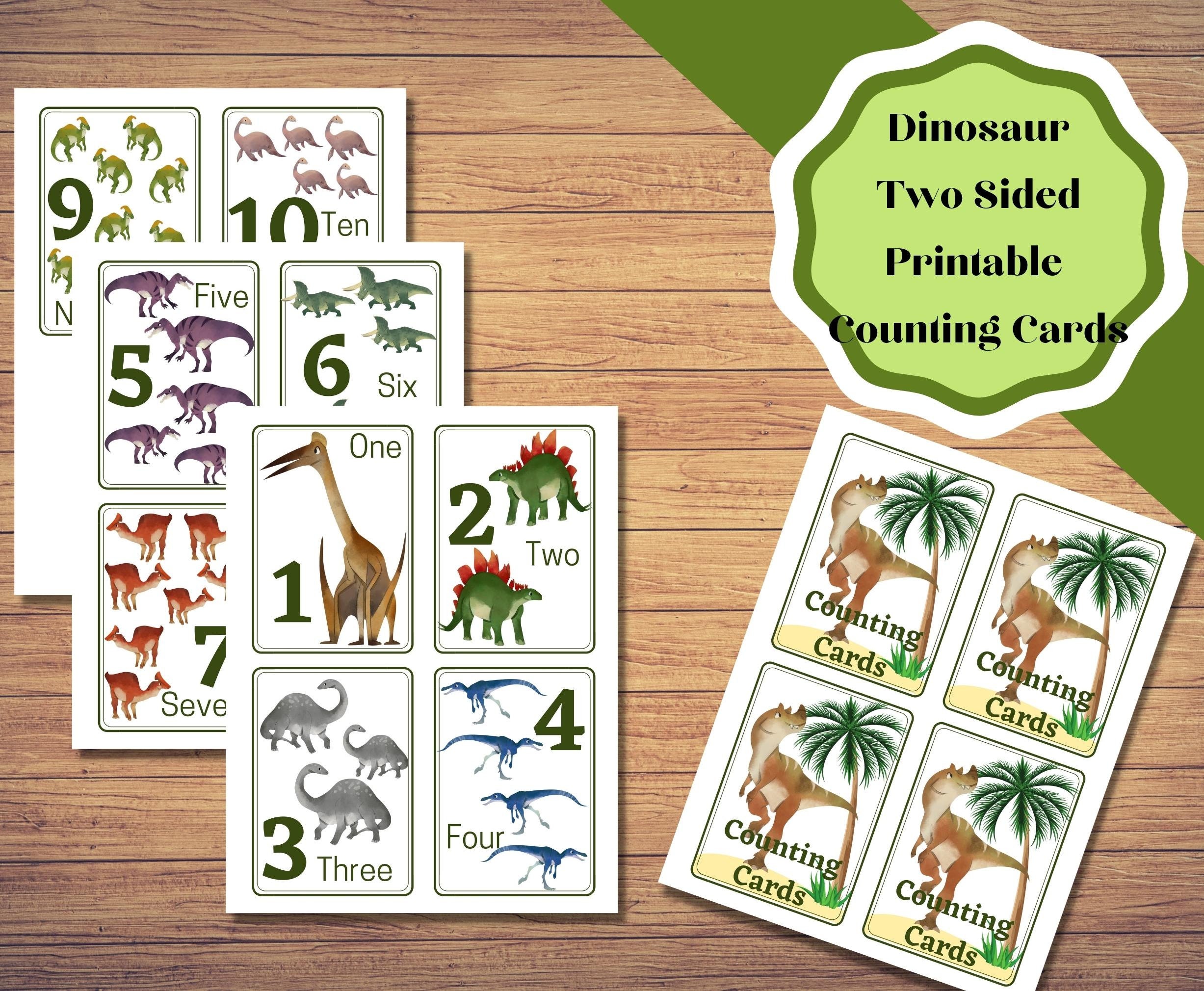 Dinosaur Themed Printable Counting/ Number Cards for the Young Learner ...