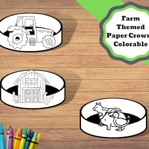 Printable Paper Crowns, Farm Themed Paper Crowns/ Paper Hats/ Party ...