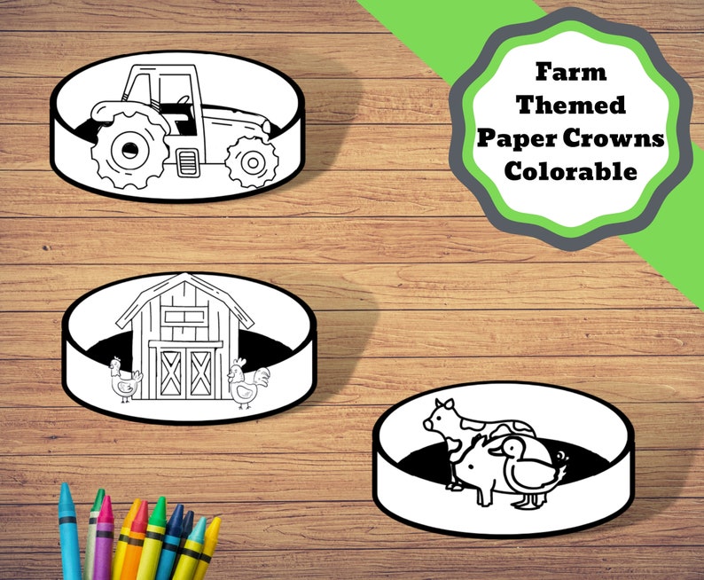 Printable Paper Crowns, Farm Themed Paper Crowns/ Paper Hats/ Party ...