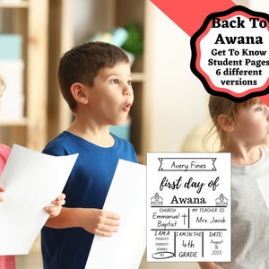 Printable Back to Awana Student Pages. Get to Know Your Students Pages ...