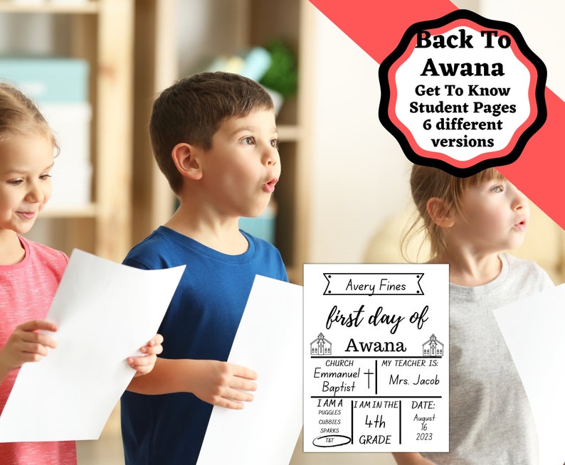 Printable Back to Awana Student Pages. Get to Know Your - Etsy