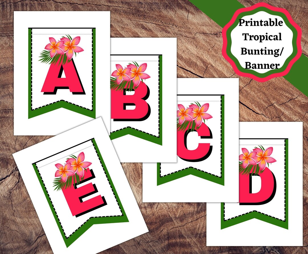 Printable, Tropical Banner/bunting in Large and Small. - Etsy