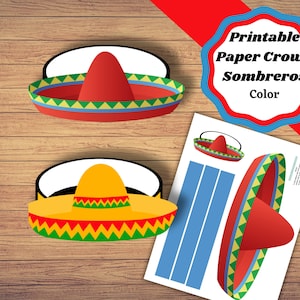 Printable Sombrero Paper Crowns, Cinco De Mayo Craft. Sombrero Hat ...
