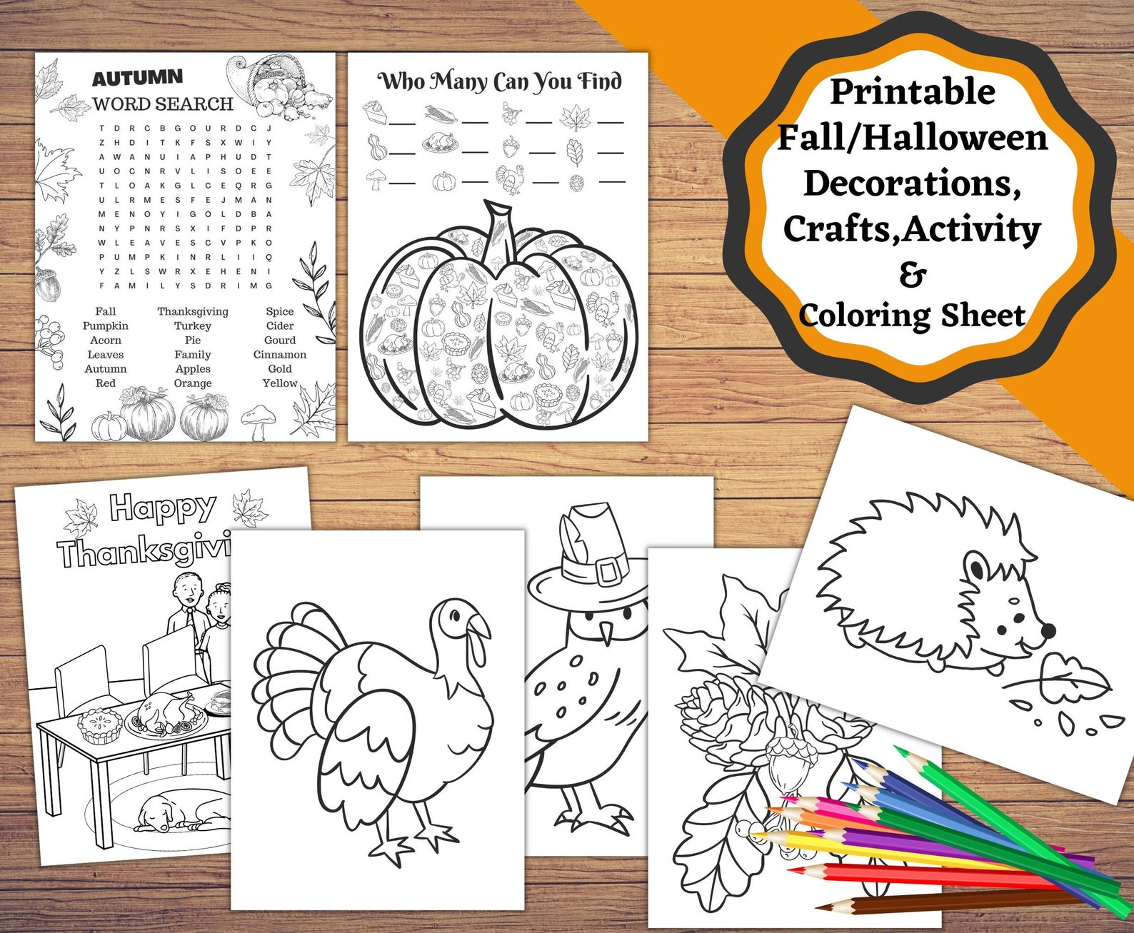 Fall/halloween Printable Bundle. Pumpkin & Jack-o-lantern Craft, Fall ...